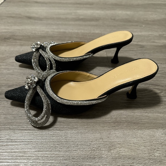 MACH & MACH | Shoes | Mach And Mach Double Bow Mules Kitten Heels ...